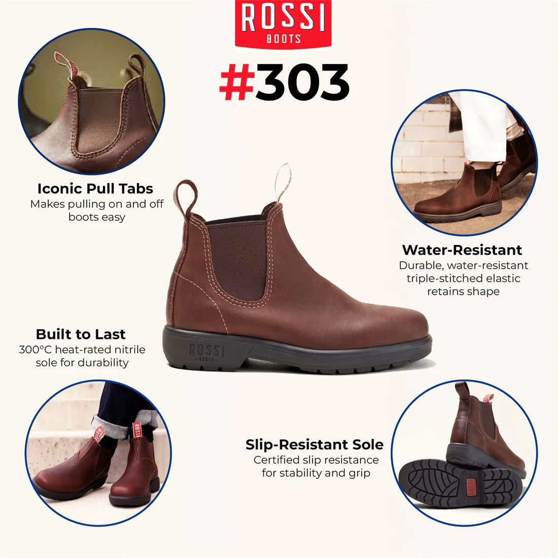Rossi - 303 Endura Redwood Brown Leather Chelsea Boots – Leather Jacket ...