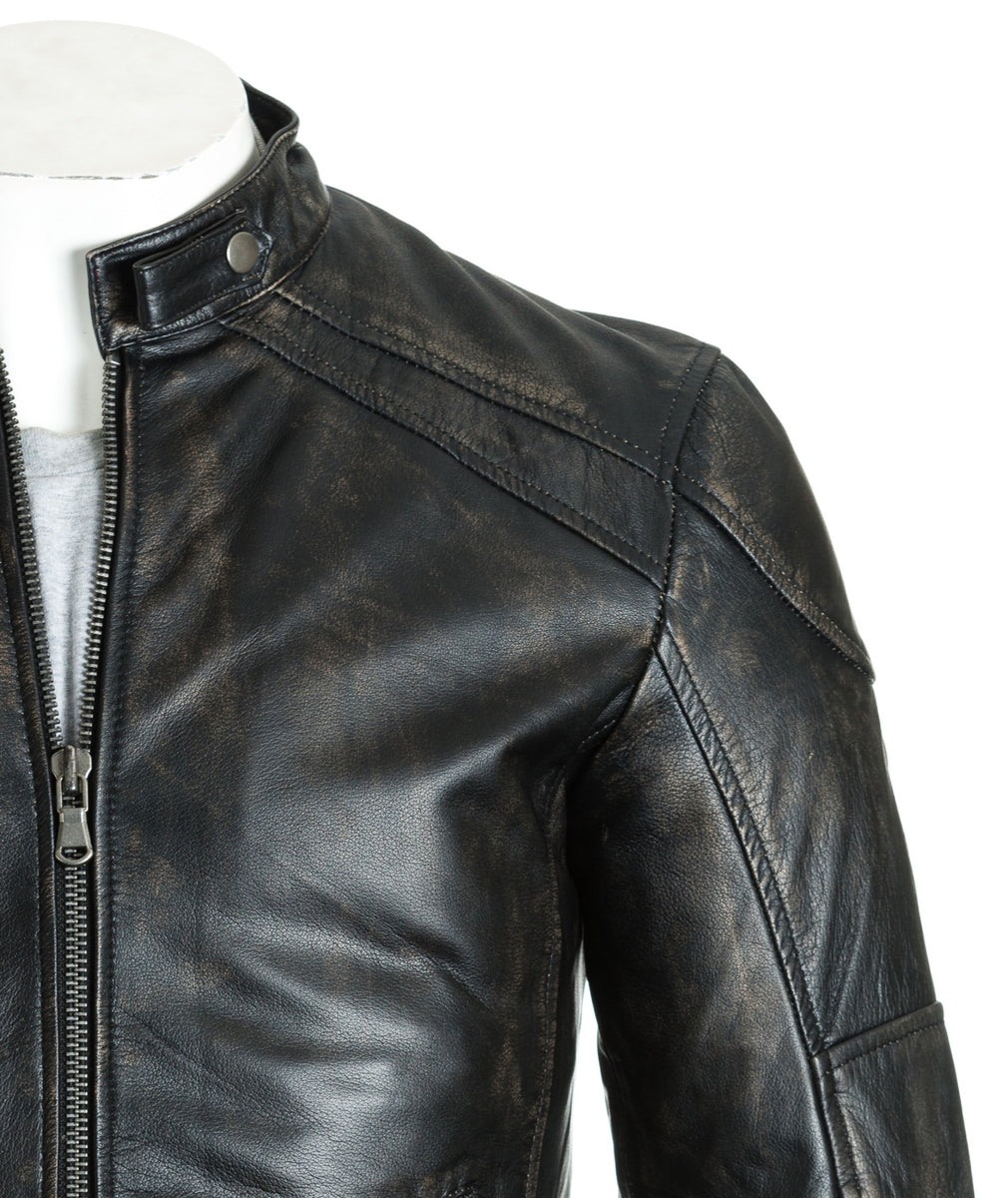 Mens Vintage Antique Leather Biker Style Jacket: Casper – Leather ...