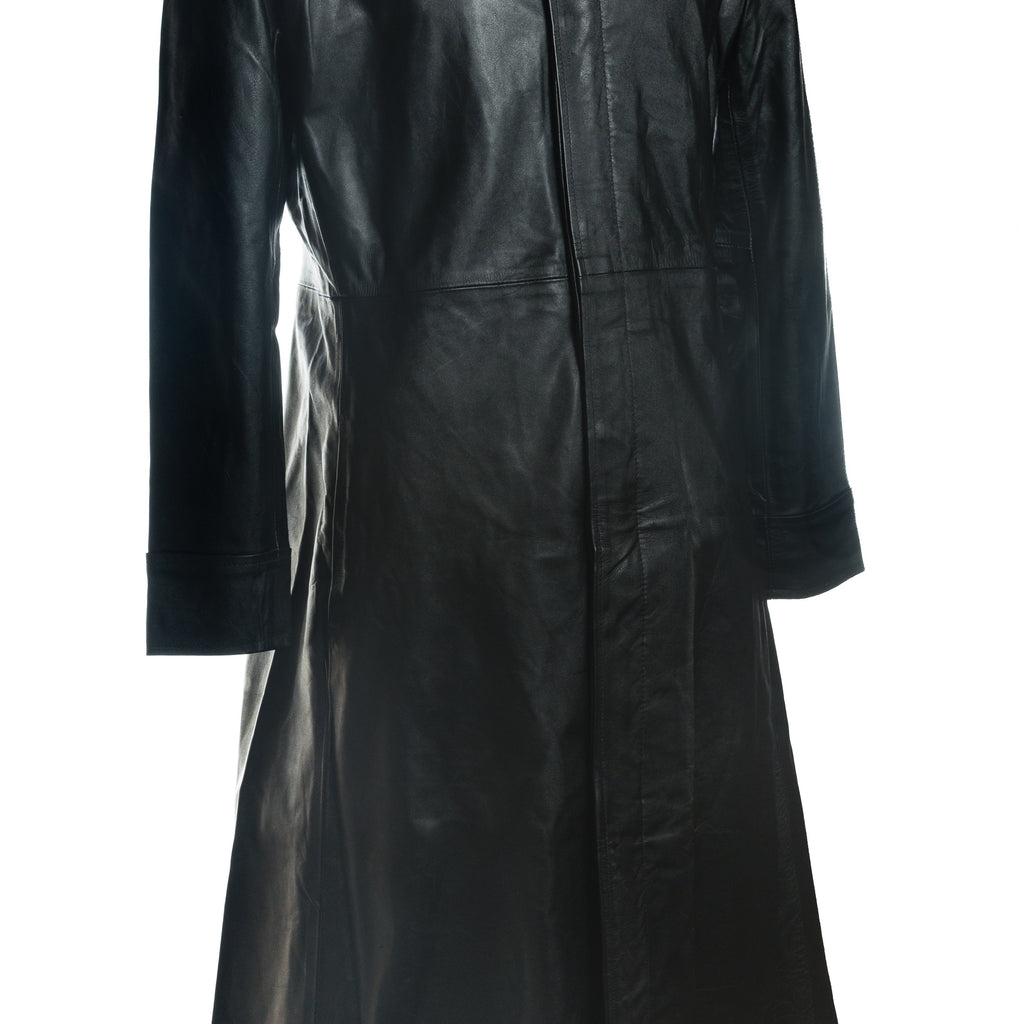 Men's Black Matrix Style Full Length Flared Leather Coat: Alexander ...